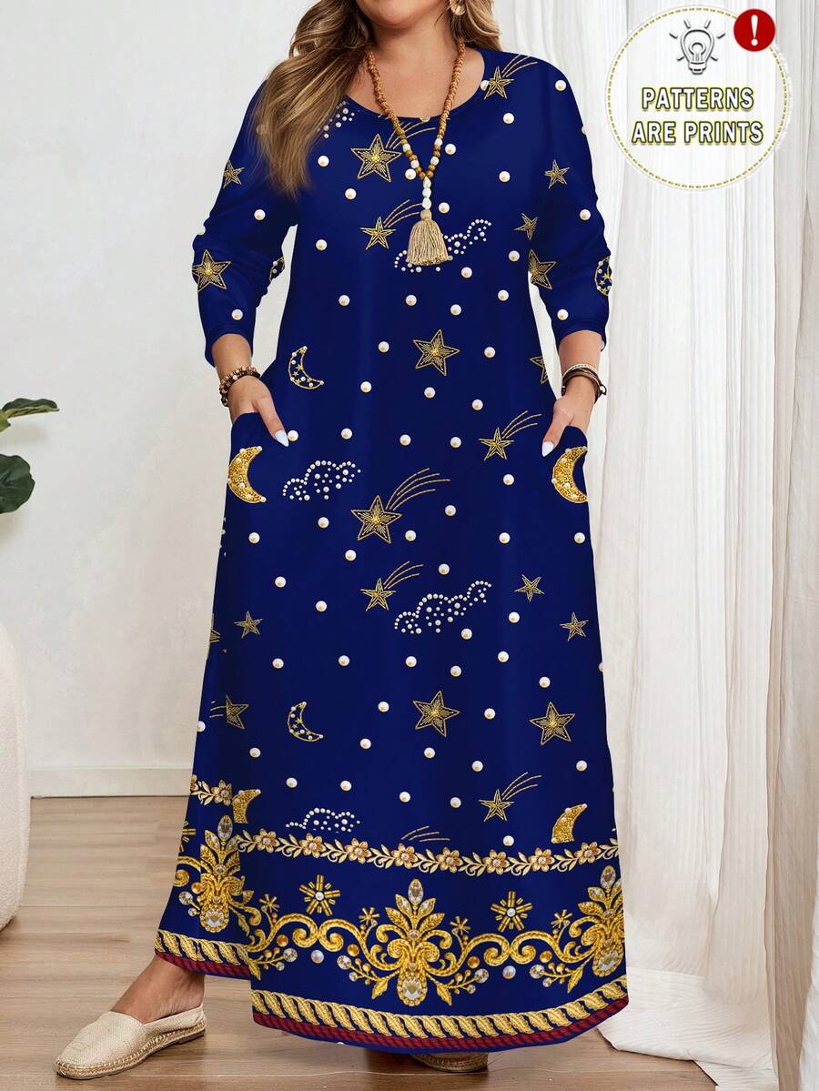 EMERY ROSE Traditional Elegant Dignified Ethnic Floral Print Plus Size ...