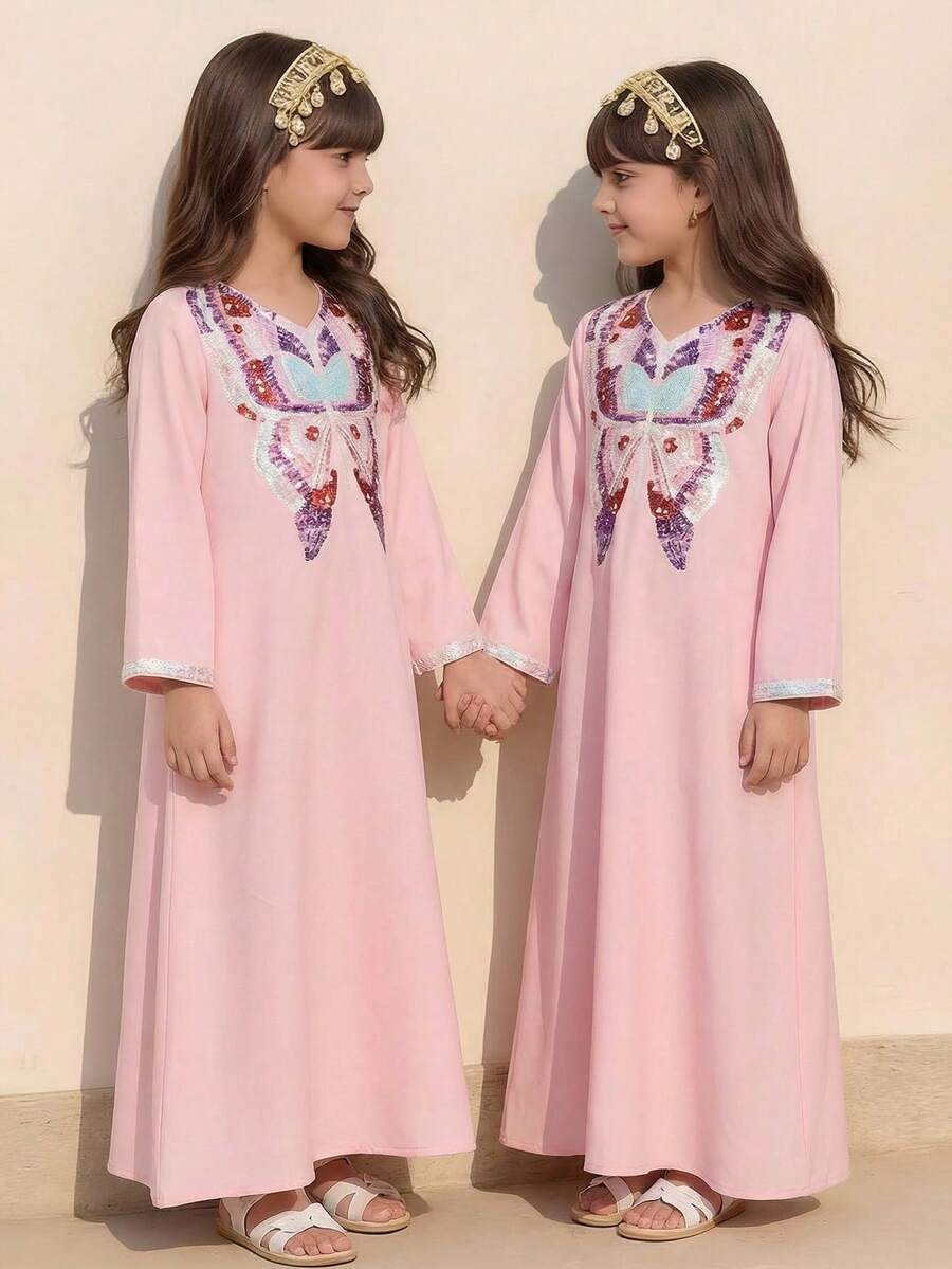 SHEIN Tween Mädchen Loose Lässig extra lange Robe mit Schmetterling ...