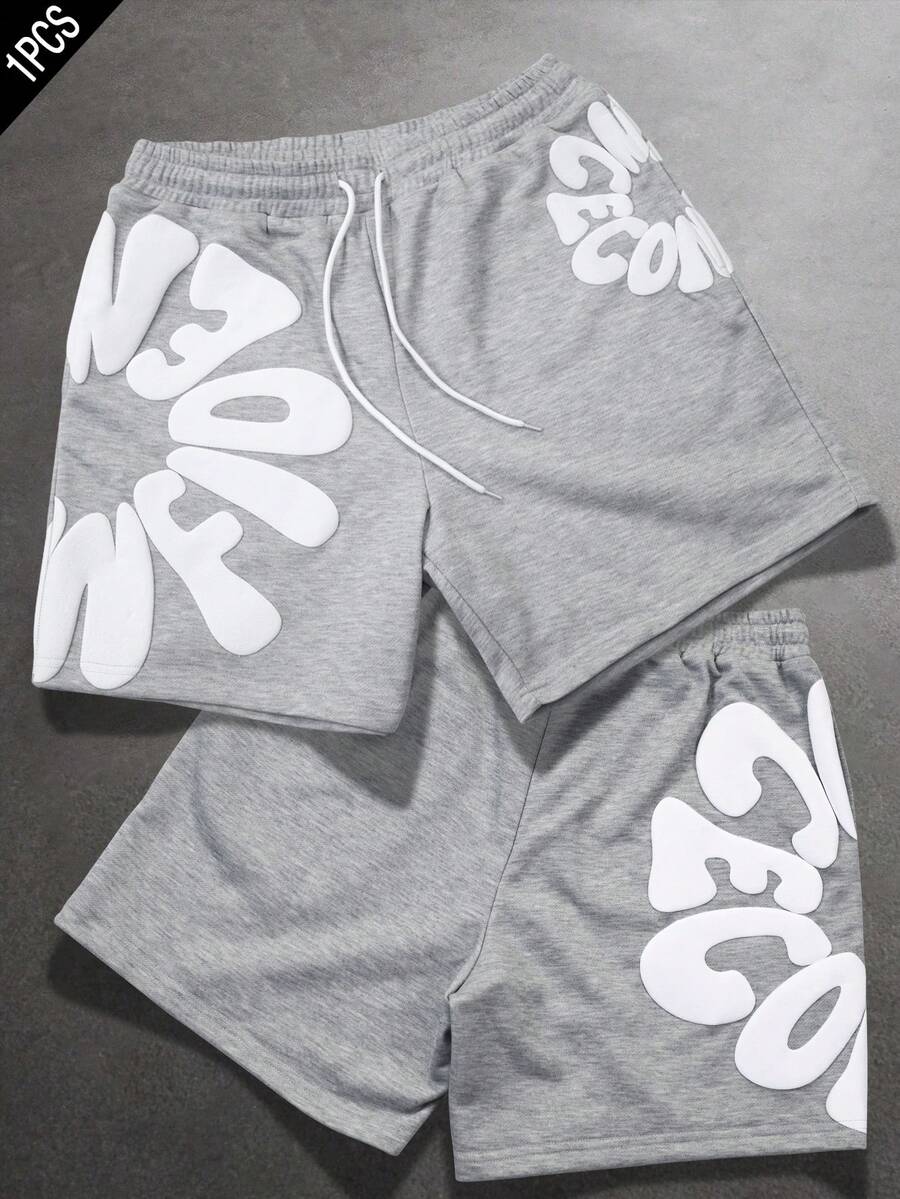 SLATEMANN Men's Casual Letter Print Drawstring Shorts For Summer ...