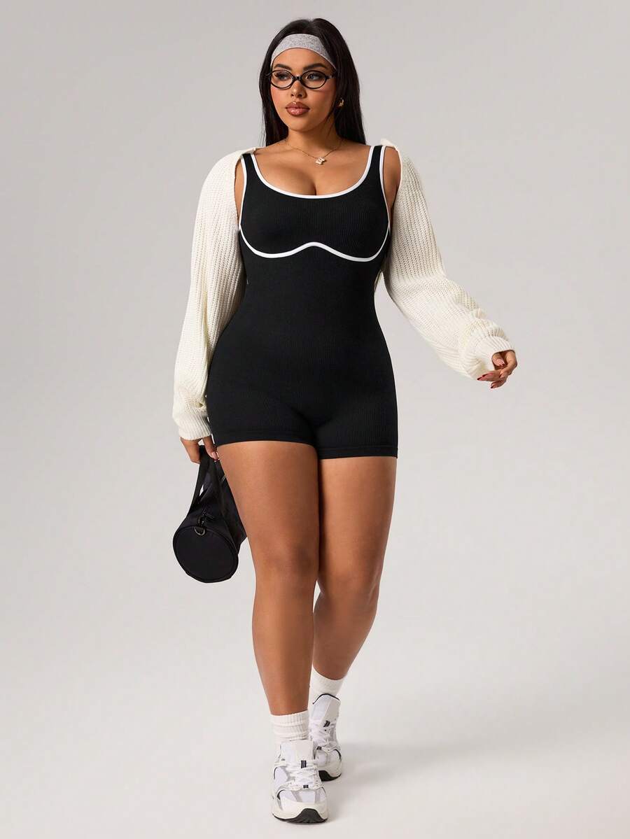 Rhythm Era Plus Size Women Sleeveless Seamless Sports Romper Tummy ...