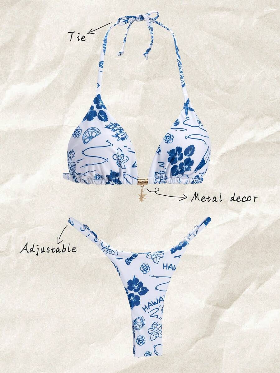 Elavelle Conjunto de Maiô Bikini Sensual de Primavera para Mulheres com ...