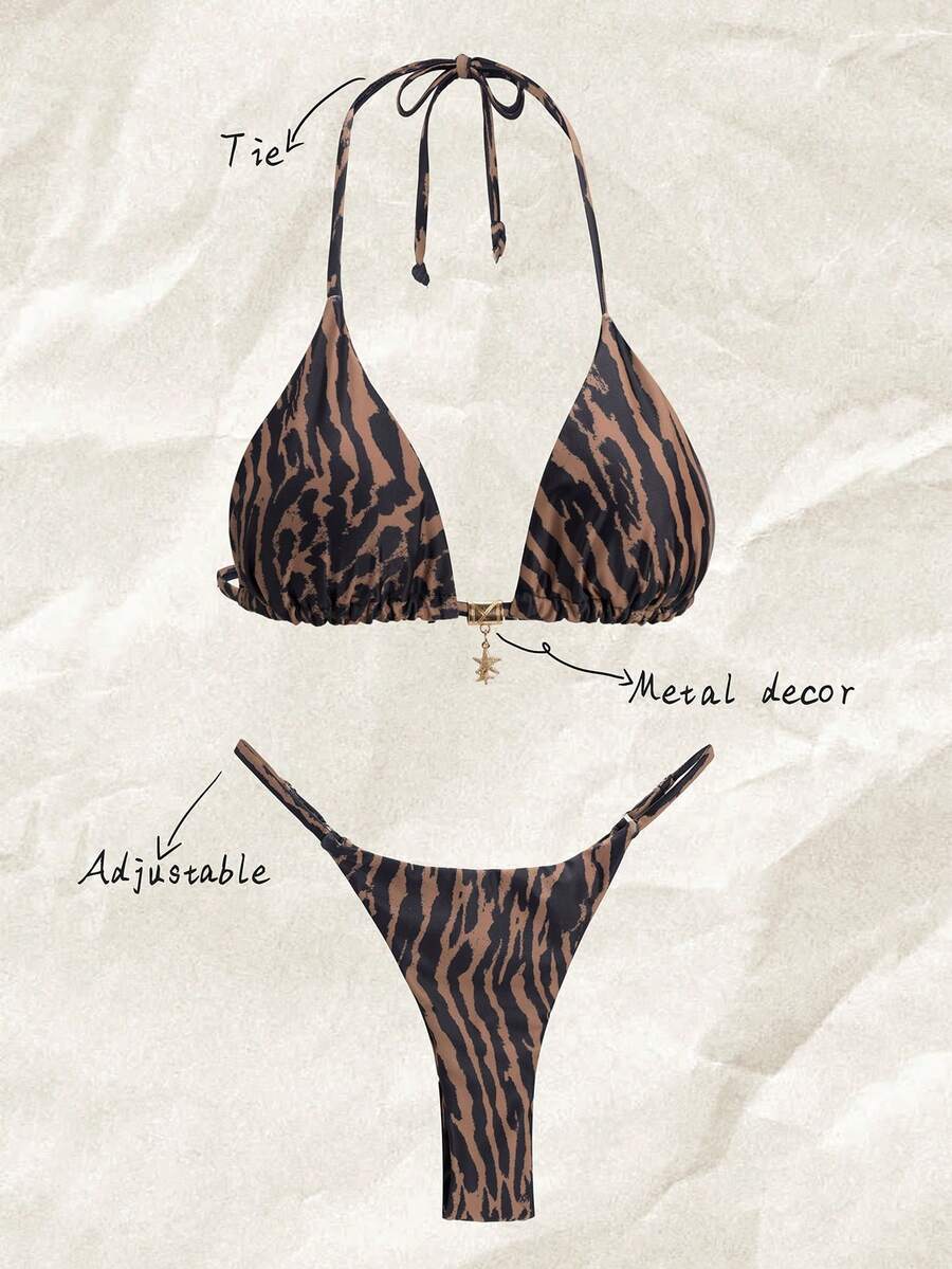 Elavelle Springbreak Women Beach Outfit, Random Print Spaghetti Strap ...