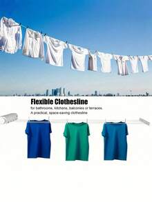1pc 4-Line Retractable Clothesline - 147.63 Inch Indoor Durable Plastic ...