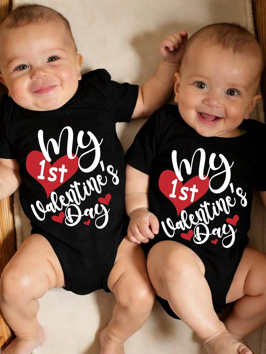 SHEIN Playful Pals Valentine's Day Baby Boys' Casual Fashion Creative ...