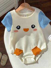 SHEIN Conjunto de Macacão de Manga Curta Colorblock com Pinguim Fofo ...