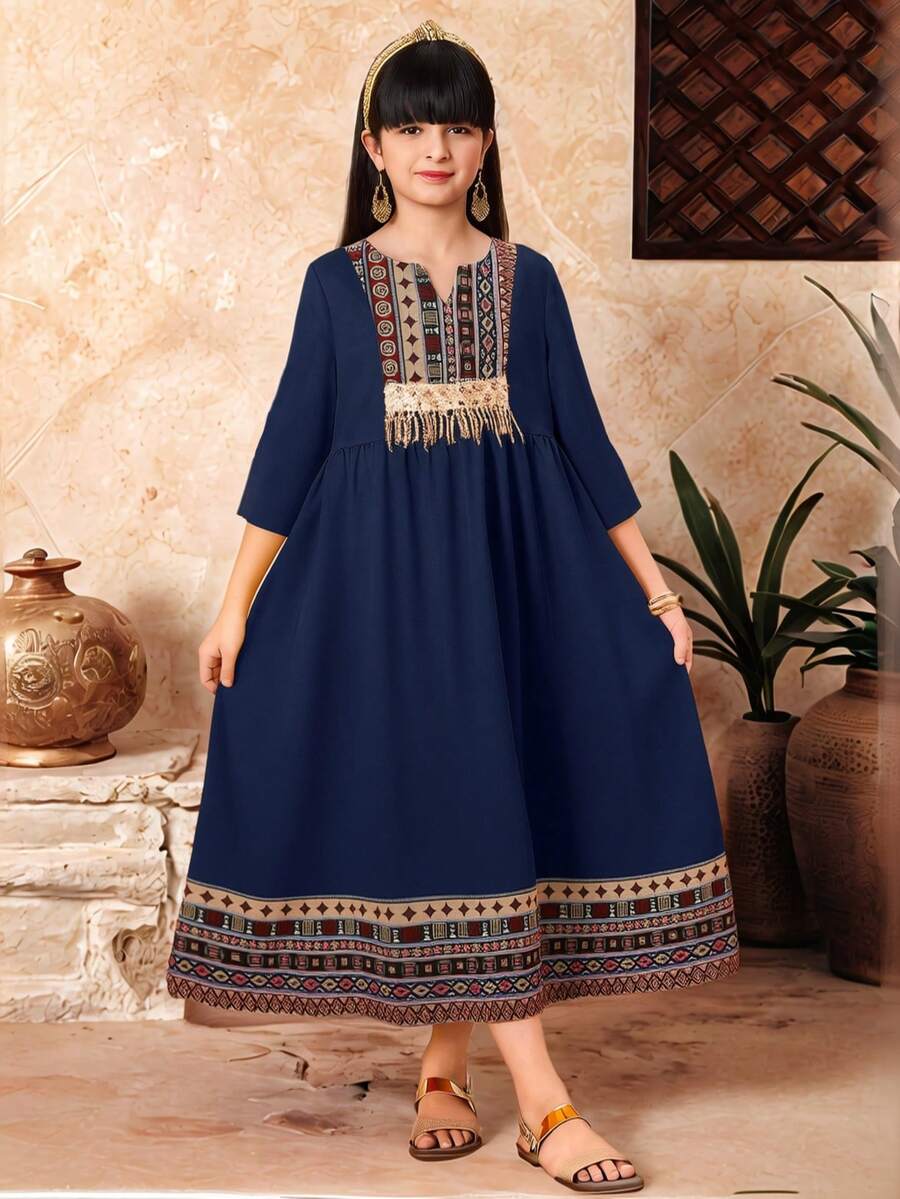 SHEIN Tween Girl Woven Solid Color 3D Bow Short Sleeve Elegant Fashion ...