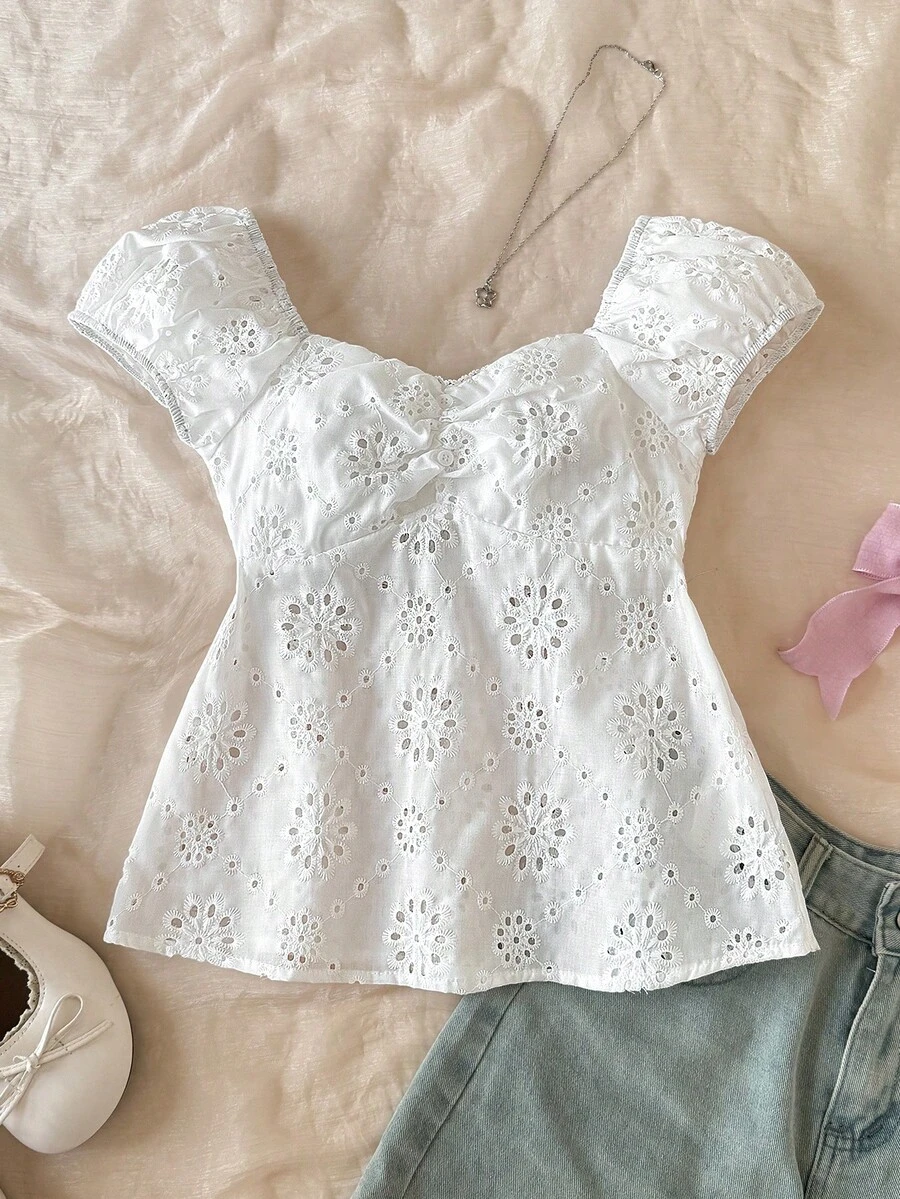 SHEIN Tween Girl Solid White Casual Minimalist Comfortable EMB Back ...