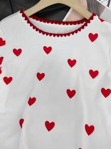 Chiquease Women's Red Heart Graphic T-Shirt, Holiday Short Sleeve ...