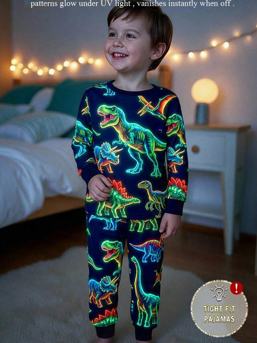 2 Peças Conjunto de Pijama Infantil Masculino com Estampa Colorida de ...