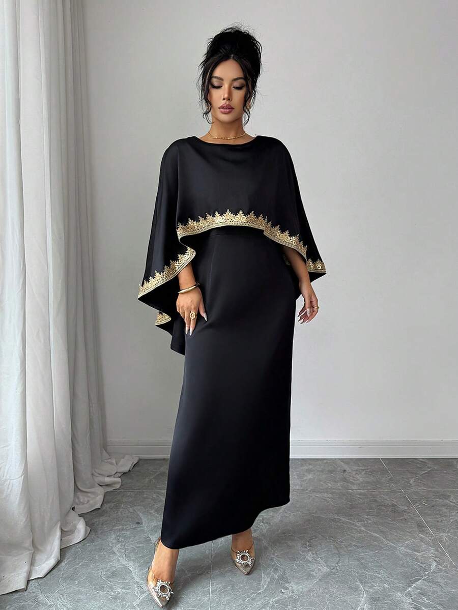 Rafferiza Women's Elegant Muslim Style Ribbon Trim Shawl And Dress Two ...