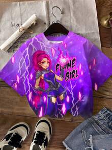 Tween Girls' Fashionable & K-POP Girl Group Letter & Star Print Casual ...