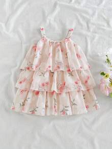 SHEIN Vintaside Kids Baby Girls White Floral Summer Casual Party Dress ...
