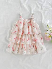 SHEIN Vintaside Kids Baby Girls White Floral Summer Casual Party Dress ...