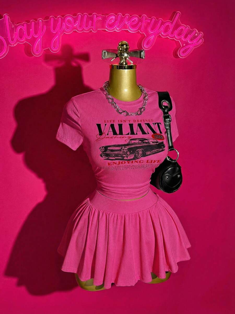 Slaydiva Light Pink Streetwear Y2k Women's 2-Piece Set,Summer City ...