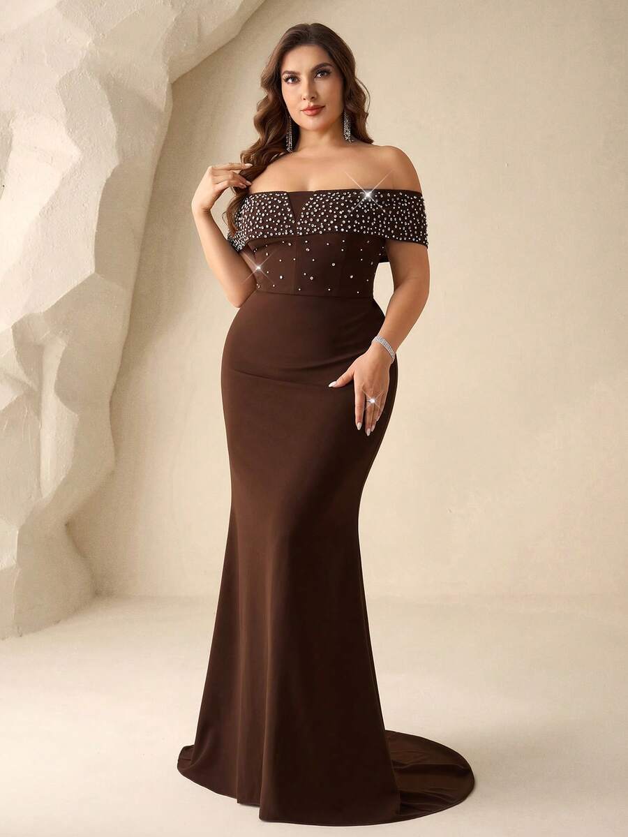 Coutiva Vestido de noche elegante y formal para mujer de talla grande ...