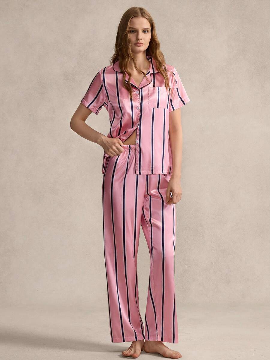 EverLounge Women's Soft & Comfortable Pajama Set, Short Sleeve Shirt ...