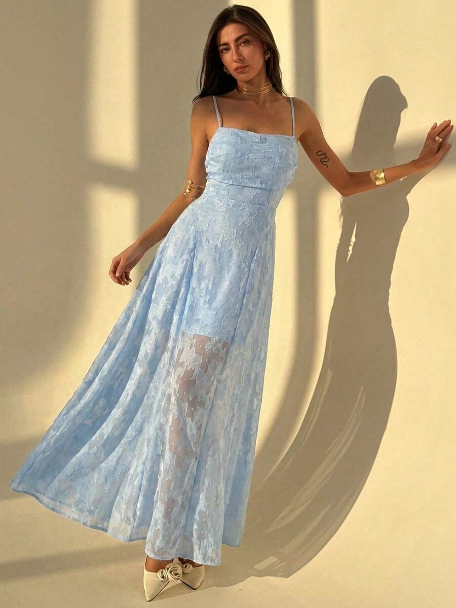 Aloruh Elegant Tie-Back Ruffle Hem Dress, Suitable For Wedding Season ...
