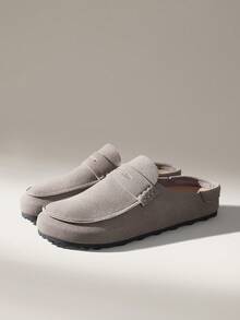 Solecia Women's Leisure Beach One-Pedal Suede Gray Handmade Indoor And ...