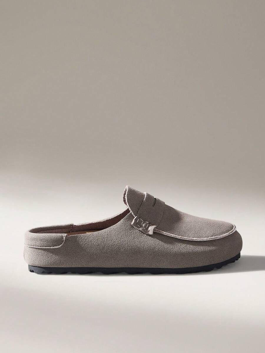 Solecia Women's Leisure Beach One-Pedal Suede Gray Handmade Indoor And ...