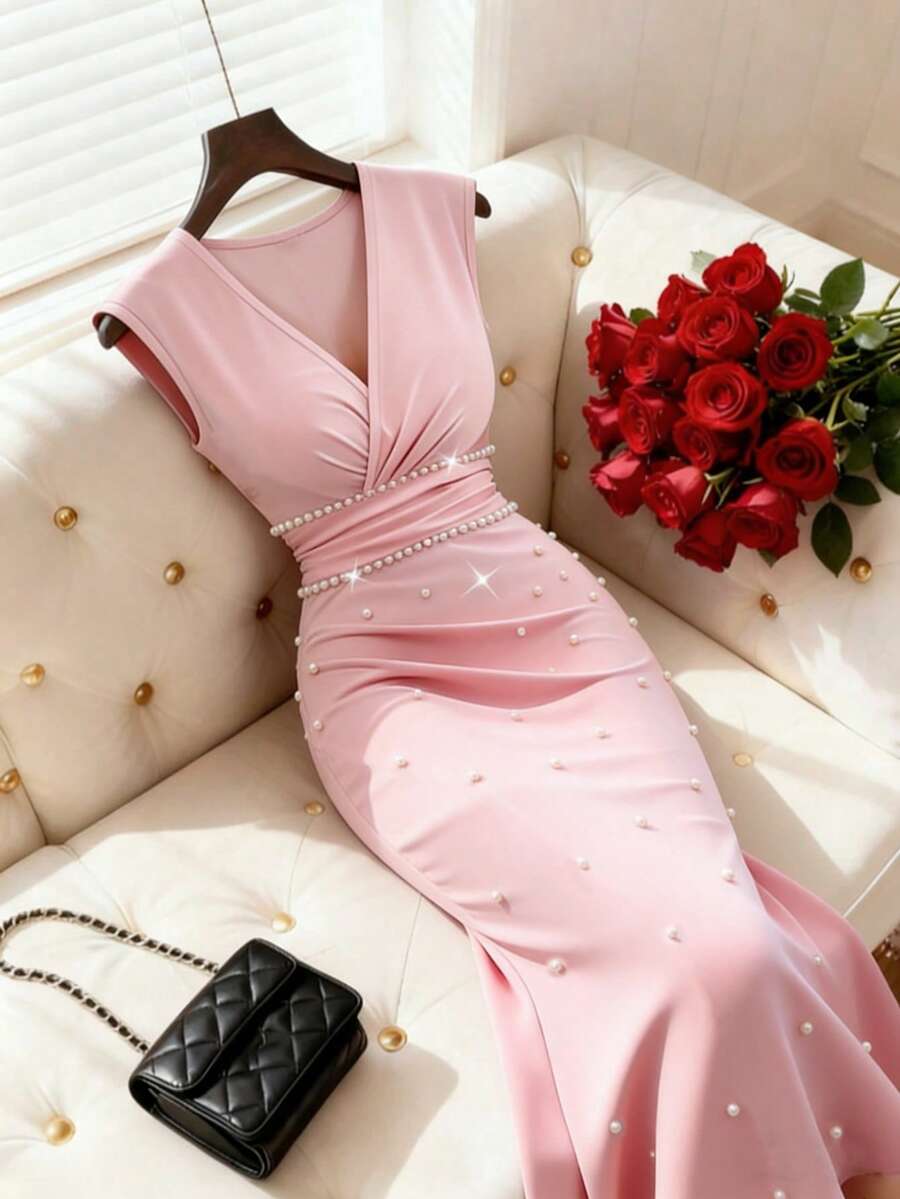 Rafferiza Women's Elegant Pink Summer Mermaid Dress,Wedding Ninang ...