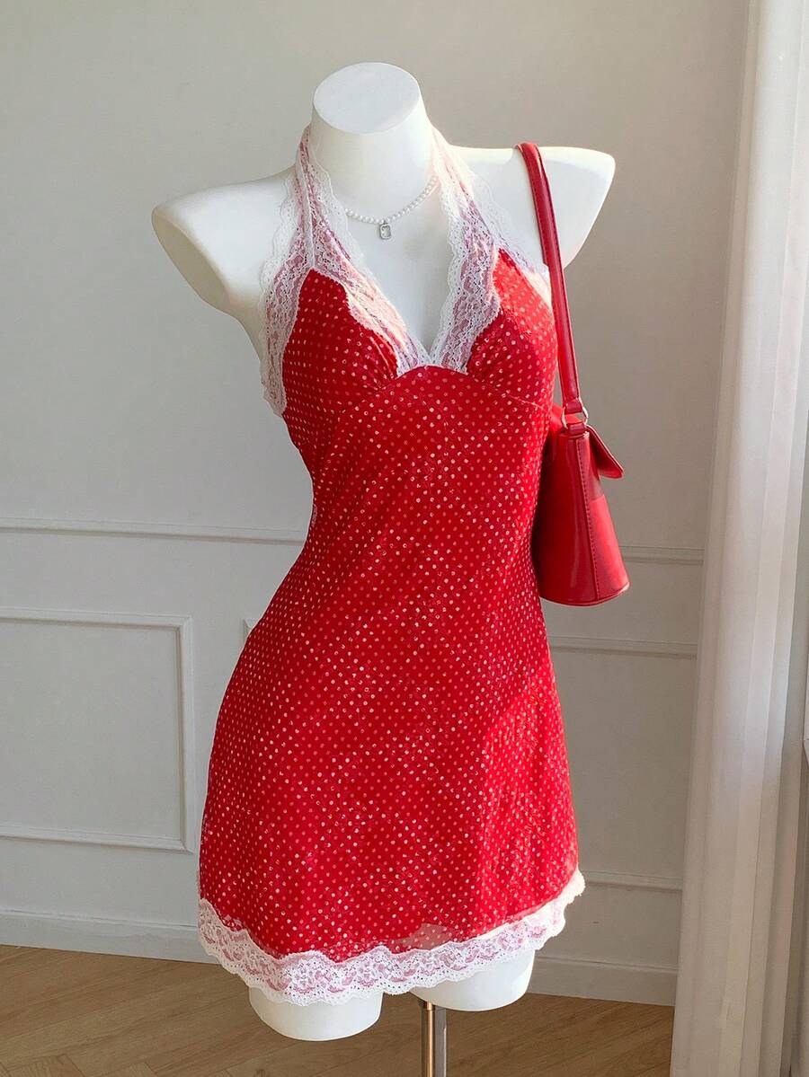 Comfortcana Vestido mini con escote halter y espalda descubierta con ...