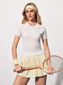 Gameset SHEIN Sport Women's Casual Solid Color Polo Collar Short Sleeve ...