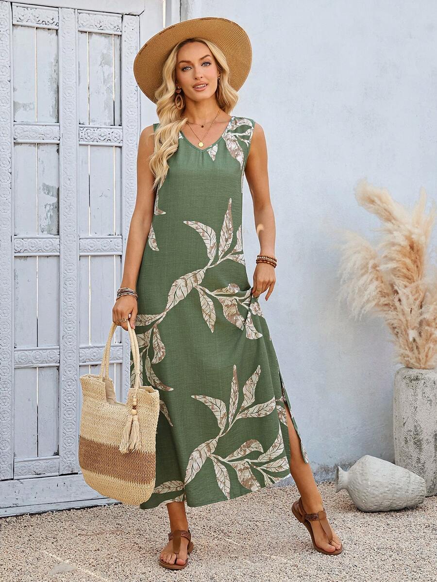 EMERY ROSE Plus Size Women Casual Printed Vacation Dress Summer Outfits ...