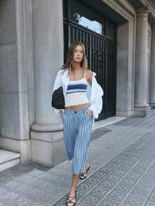 Nöista Striped Culottes Bermuda Pants Medium Rise With A Relaxed Fit ...