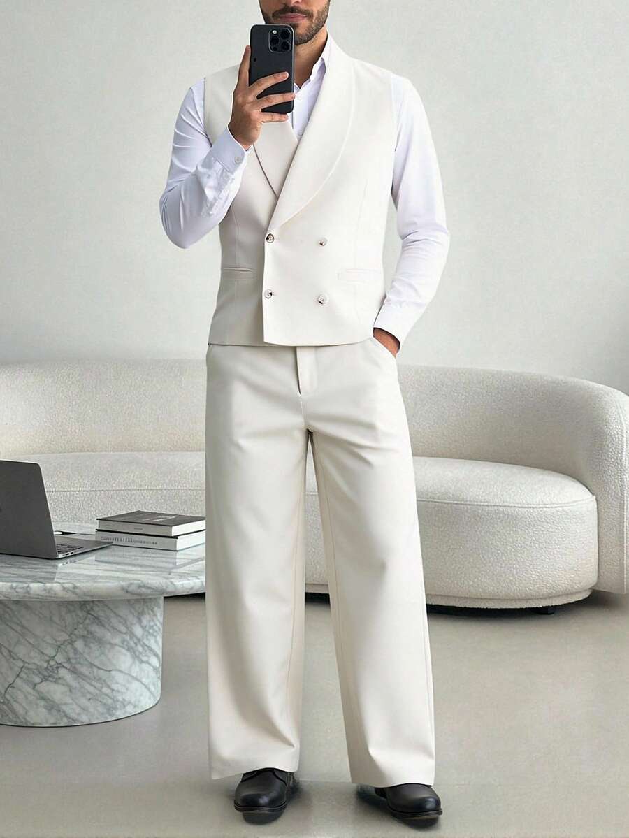 HUEFORM Conjunto de chaleco y pantalones de doble botonadura color ...