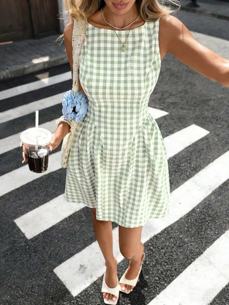 Pariaura INS French Style Sleeveless Mini Dress For Women Dress Women's ...