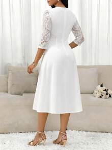 SHEIN Lady White,Summer,Elegant,Wedding Guest Dresses For Women,Lace ...