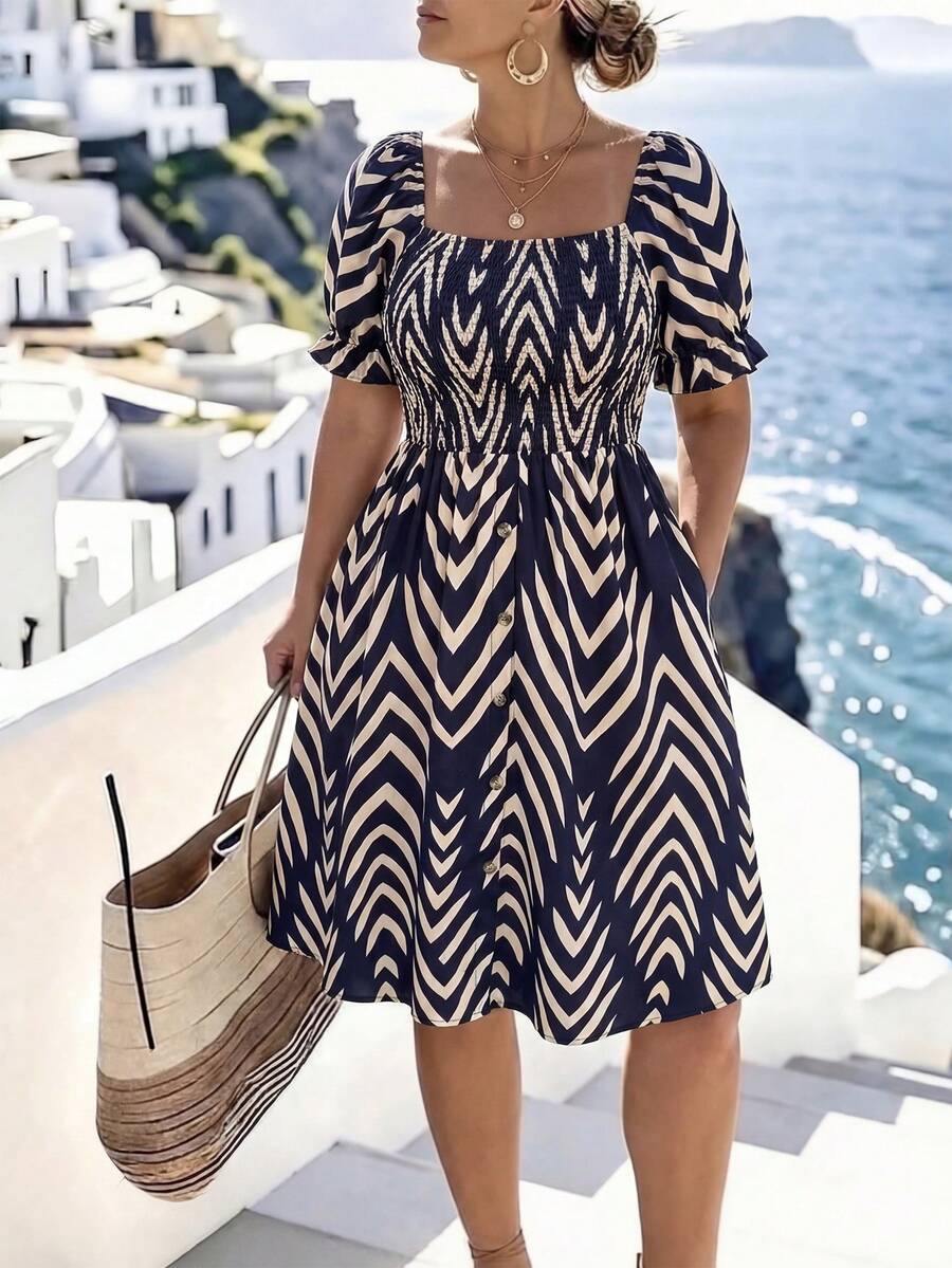 EMERY ROSE Women Plus Size Navy Blue Summer Boho Beach Holiday Square ...