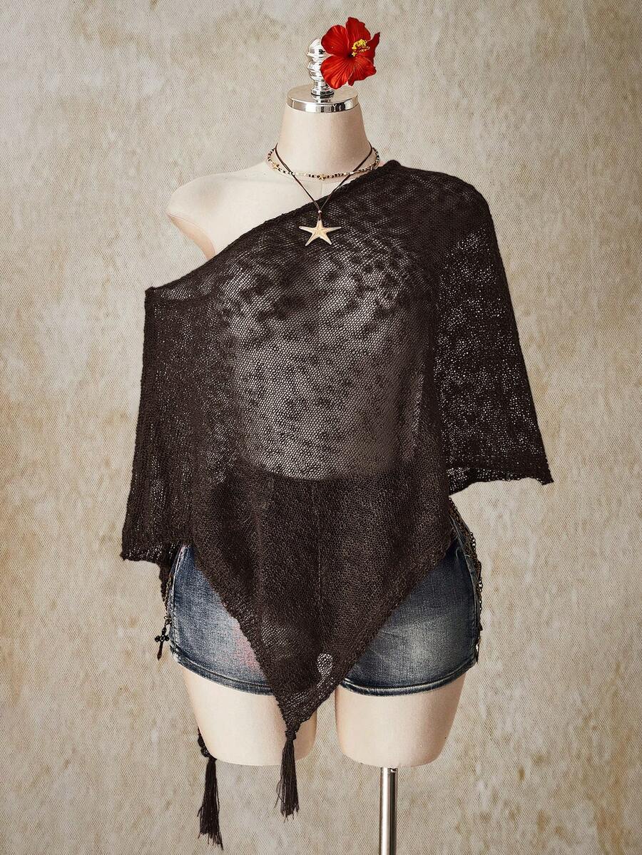 SHEIN ICON Plus Size Women Solid Color Asymmetrical Shoulder Loose ...