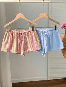 Comfortcana 2 paires de shorts en coton 100% rayés pour femmes et ...