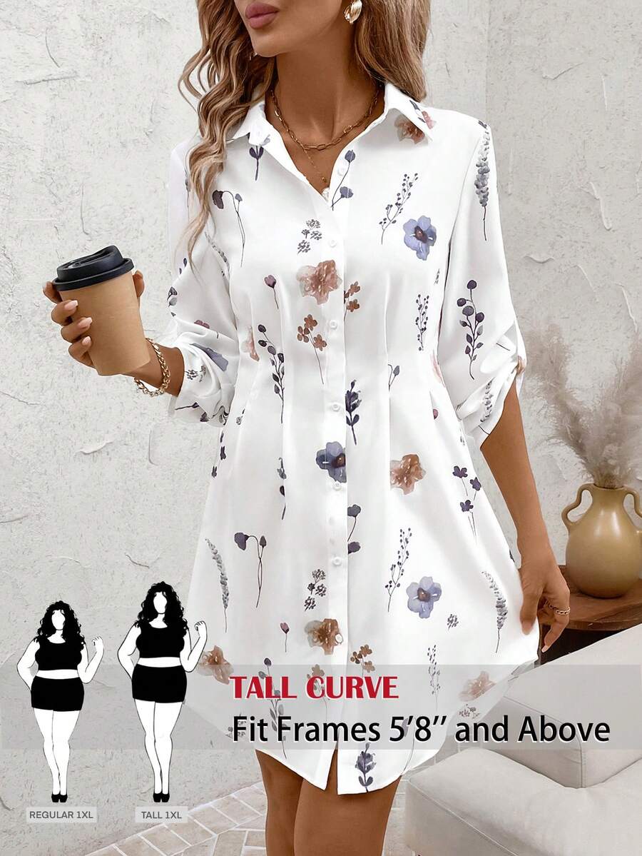 SHEIN Tall CURVE Sukienka swobodna w dużym rozmiarze z kwiatowym ...