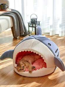 PETSIN 1 PC Cat Mat Shark-Shaped Kennel Kitten Bed Hideout House Warm ...