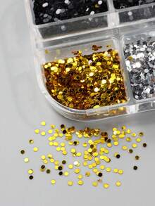 1 Box 4 Colors Mini Round Glitter Sequins For Nail Art, Black White ...