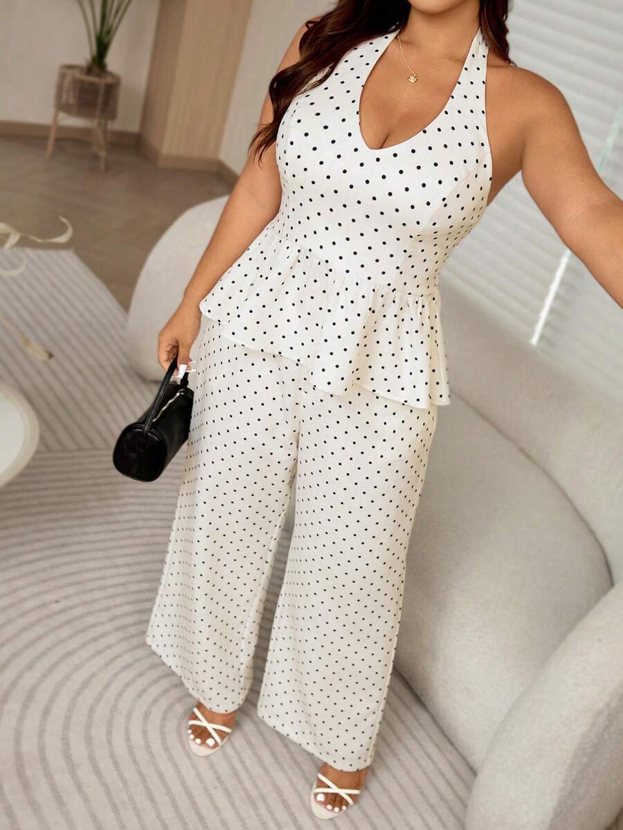 Vionelle Women's Summer Polka Dot 2 Piece Set,Elegant Black And White ...