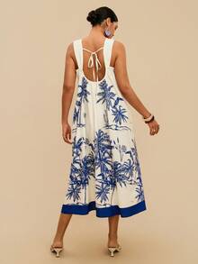 Travachic Vestido Casual Solto Sem Mangas com Estampa de Palmeira, Plus ...