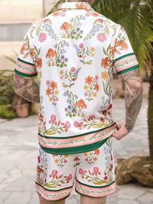 Manfinity RSRT Men's Casual Vacation Floral Print Single-Breasted Short ...