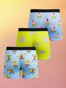 SpongeBob SquarePants | SHEIN 3pcs/Pack Cartoon Print Men's Elastic ...