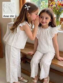 Souflis Souflis 2pcs/Set Girls' All White Summer Tea Party French Style ...