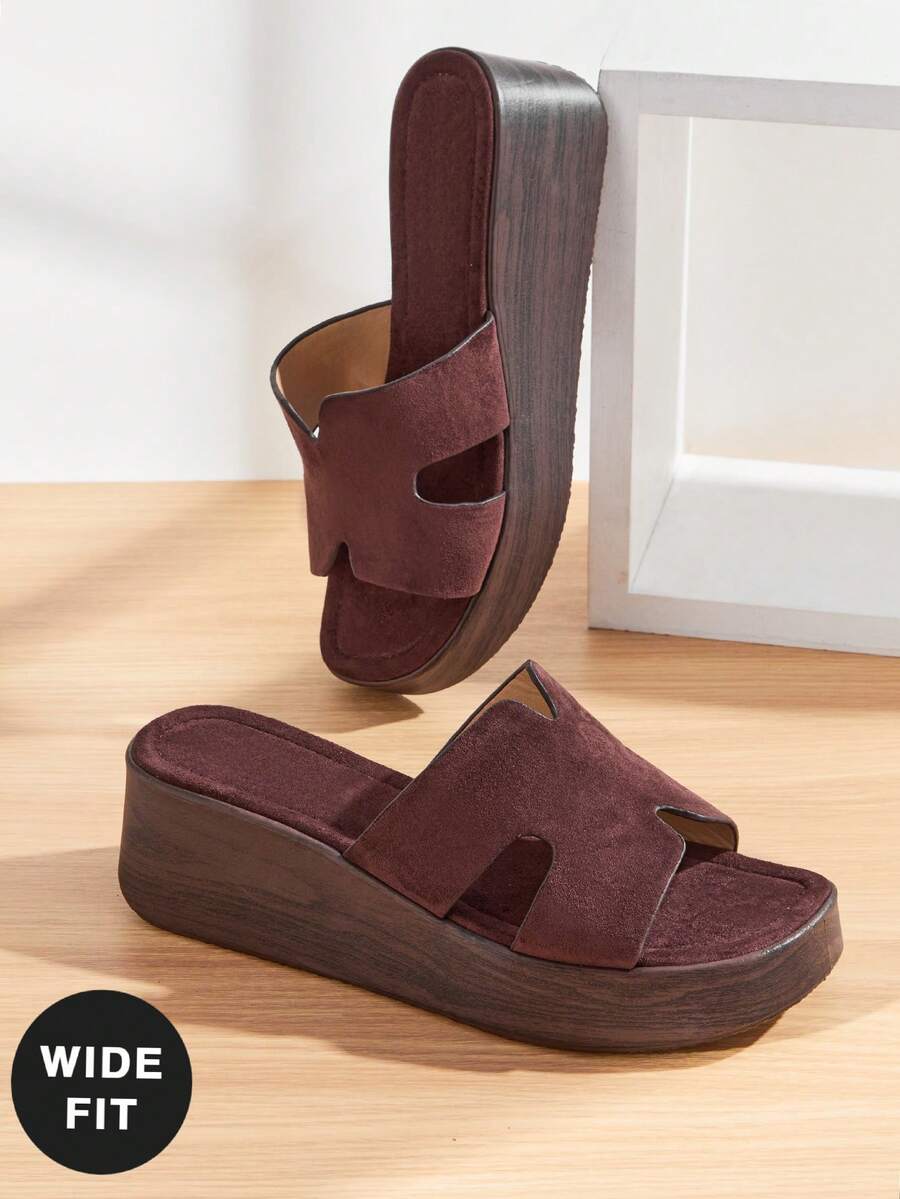 SHUZIA Wide Fit #QuiteLuxury Women's Harness Cut Vegan Suede Chocolate ...
