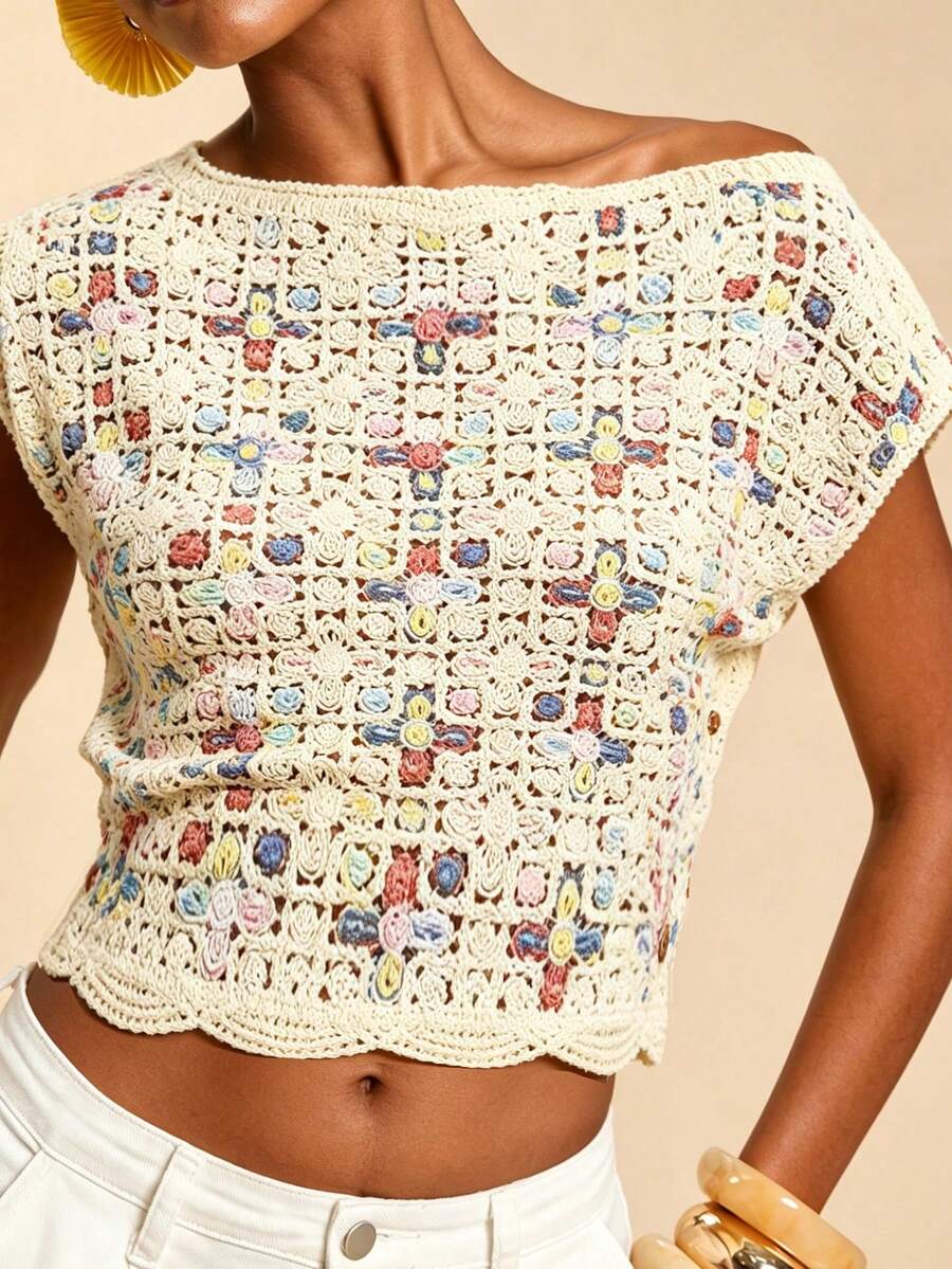 Travachic Women's Colorful Retro Style Short Sleeve Knit Top Summer Top ...