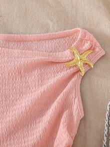 Tween Girls' Pastel Yellow Textured Asymmetric Shoulder Top,Golden ...