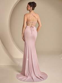 Coutiva New Elegant Sleeveless V-Neck Backless Pink Mermaid Cocktail ...