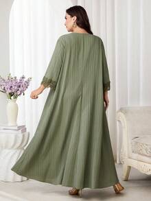 Al Najma Plus Size Women's Contrast Lace V-Neck Loose Arabic Style ...