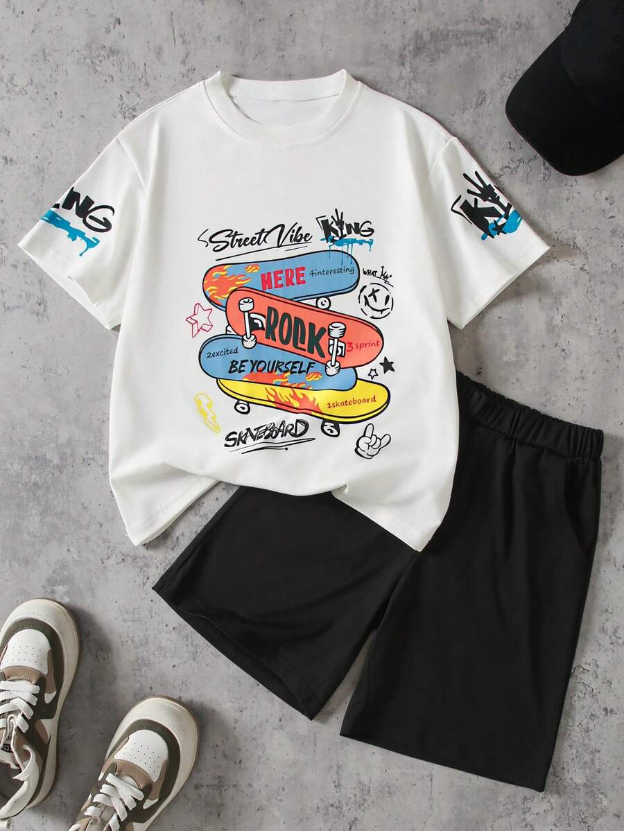 Set de 2 piezas de camiseta de manga corta con bloques de color y ...