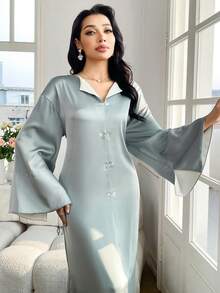 Al Najma Women's Elegant Party Holiday Rhinestone Decor Flare Sleeve ...