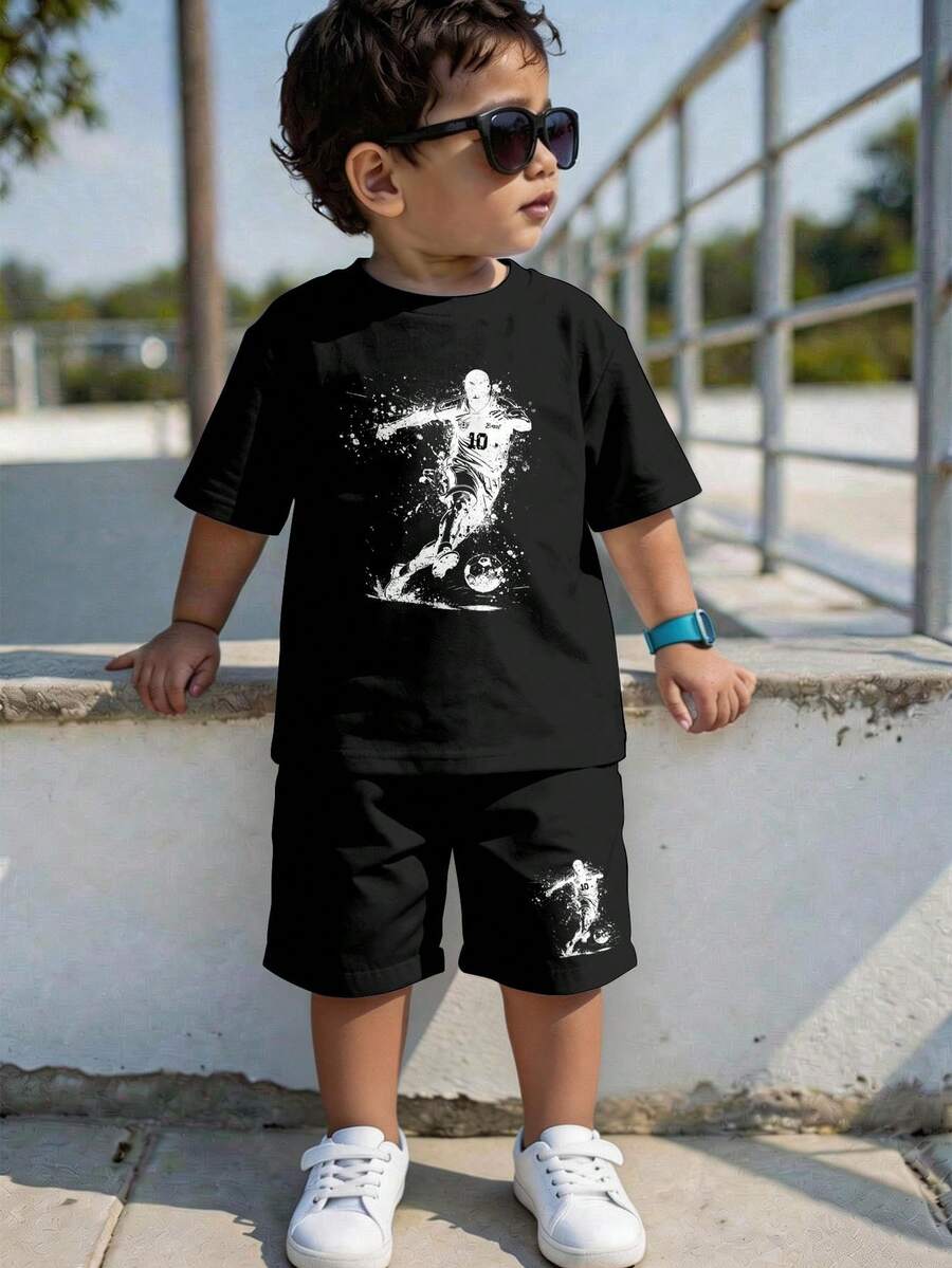 2pcs/Set Boys' Casual Short Sleeve Shorts Set,Suitable For Summer ...